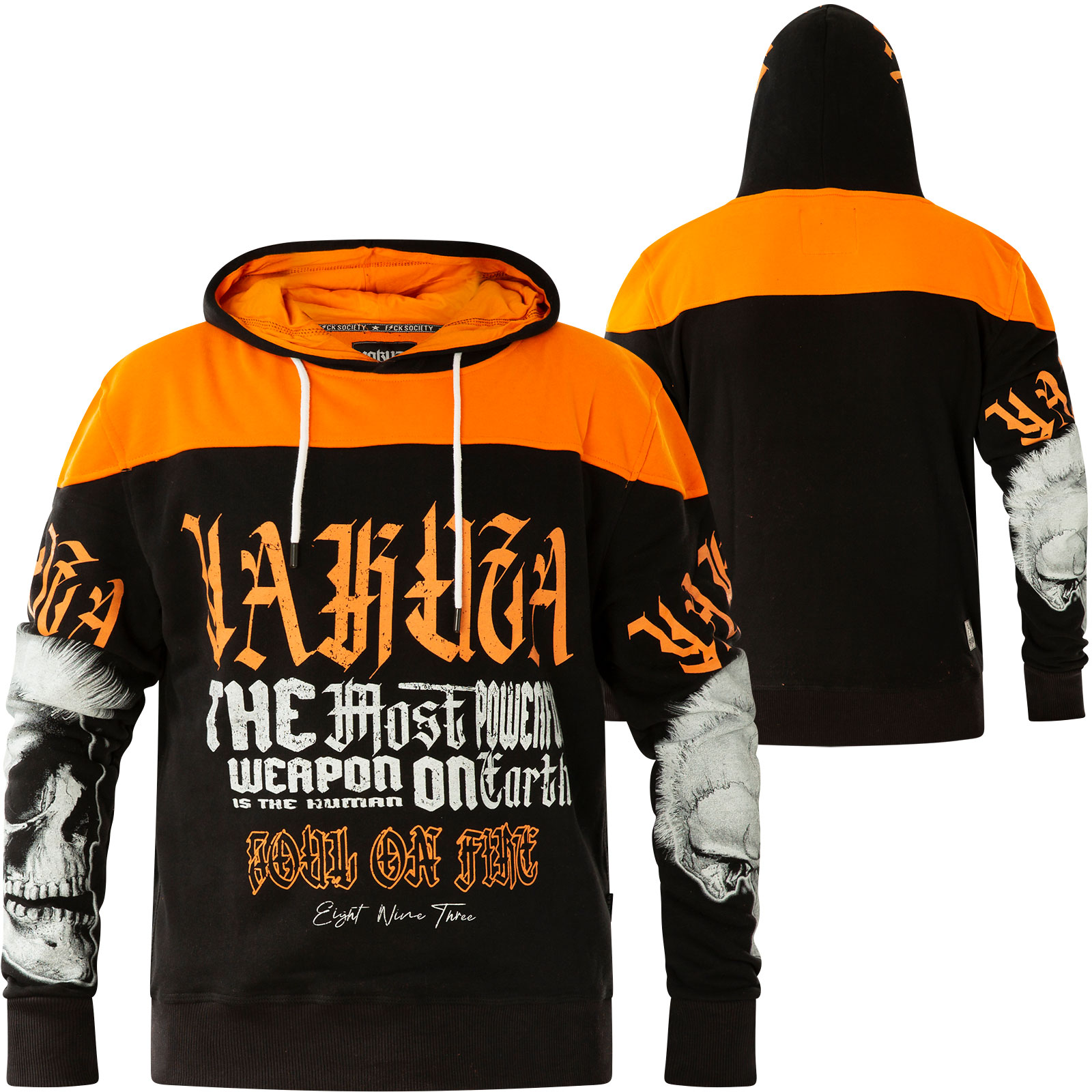 Yakuza Soul Two Face Hoodie HOB-20013 mit Prints im Vintage Look