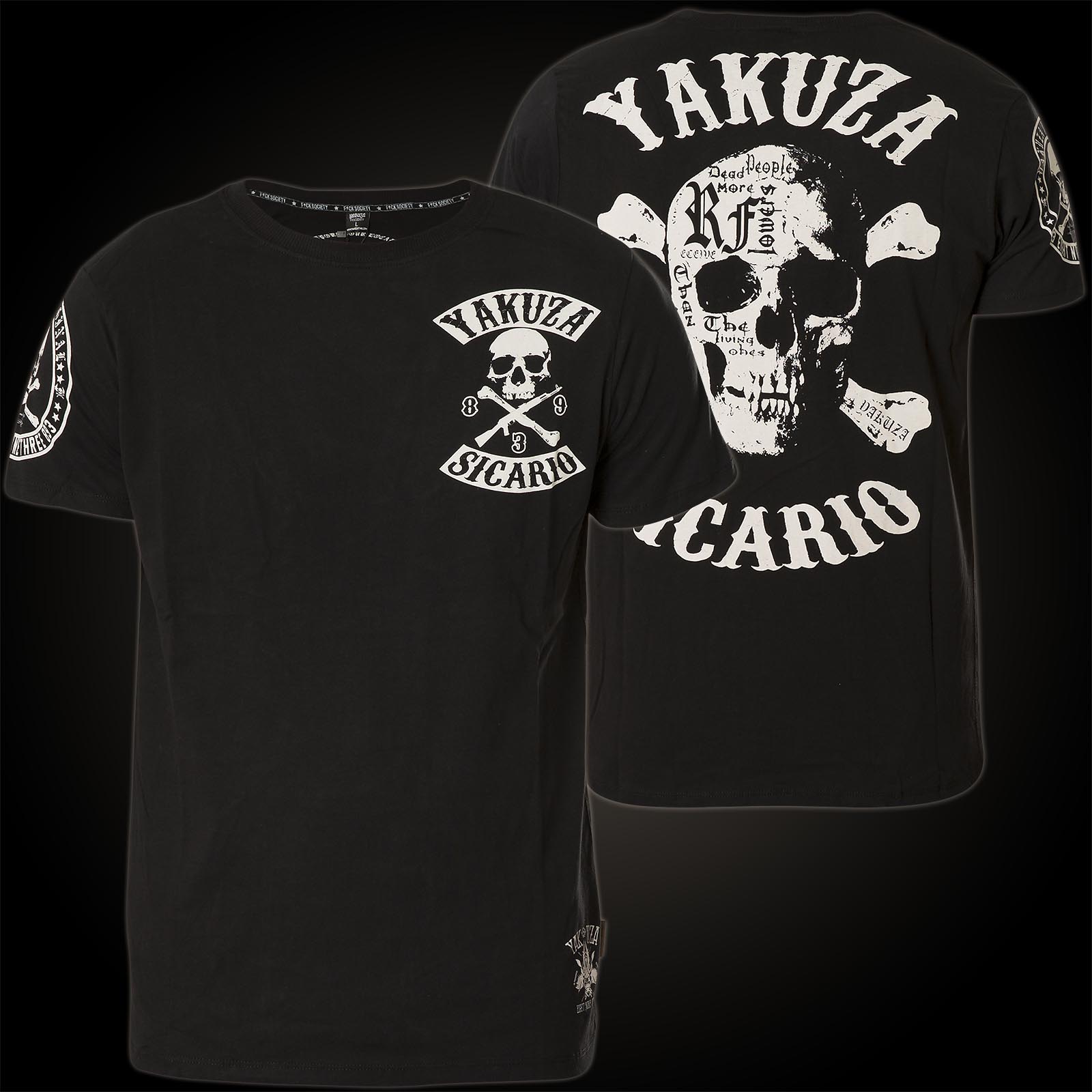 Yakuza T-Shirt Sicario Patch TSB-10078 Print mit Totenkopf