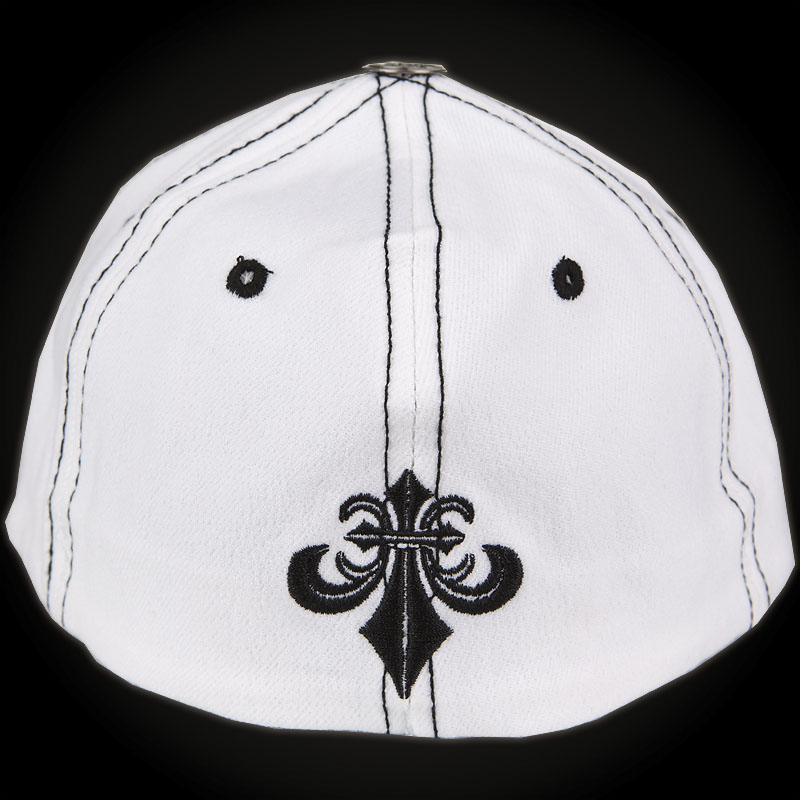 Affliction Garage Built Hat, weiße Flexfit Cap mit Stickereien