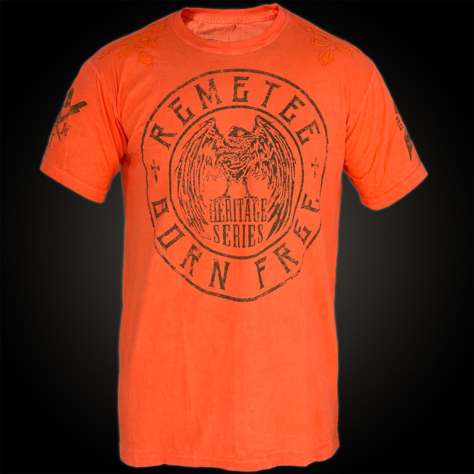 Remetee T-Shirt Airwaves in Orange mit Stickereien und großen Print Designs