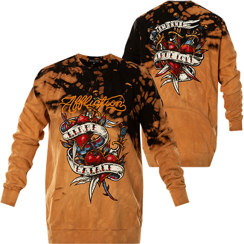 Affliction Bobbi Ruth Pullover Print mit Schriftzügen und Strasssteinen