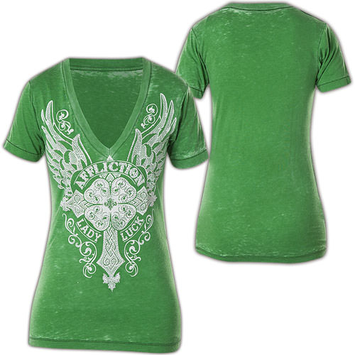 Affliction T-Shirt Lady Luck mit Kreuz und Flügeln