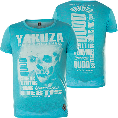 Yakuza Quod Sumus Hoc Eritis T-Shirt TSB-13049 mit Schriftzug und Totenkopf